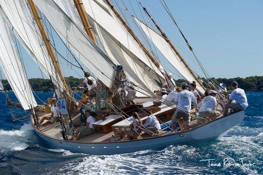 Rendez-vous der Segelboote, die bei der Royal Regatta in Cannes das ...