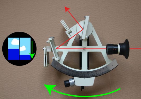 Wie nehme ich eine Messung mit einem Sextanten vor?